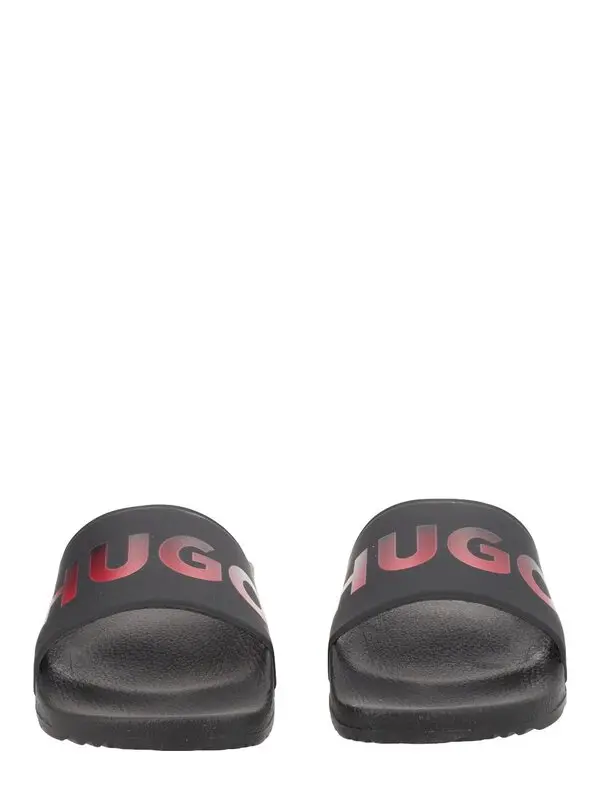 Hugo Logo Slip-on Slides Made In Italy - Black