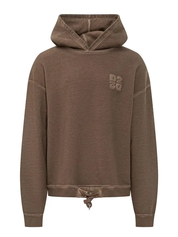 Dsquared2 Hooded Sweatshirt With Monogram Detail - Choco