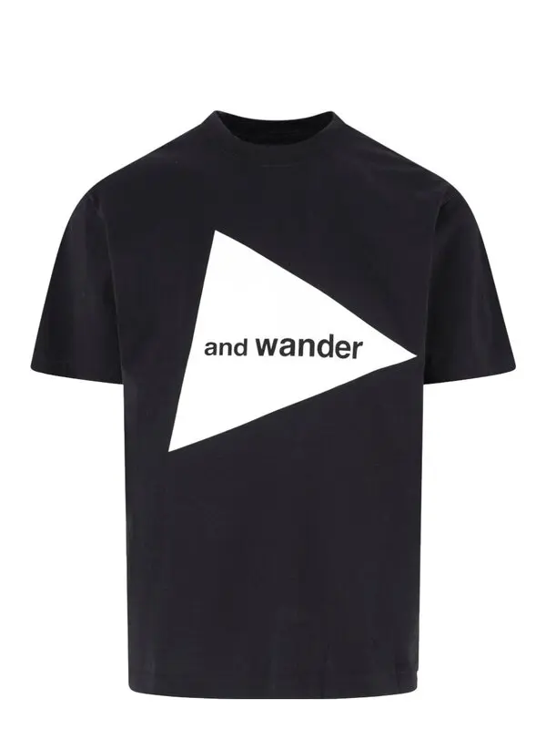 AND WANDER Cotton-blend Short-sleeve T-shirt - Black