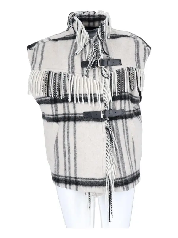 MARANT ETOILE Multicolor Plaid Fringe Vest - Multicolour