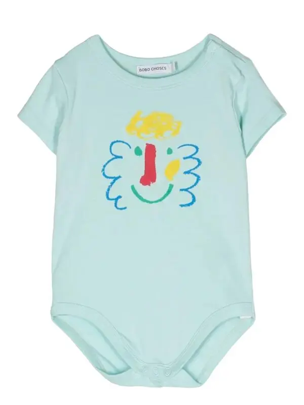 BOBO CHOSES Short Sleeve Organic Cotton Baby Bodysuit - Azure