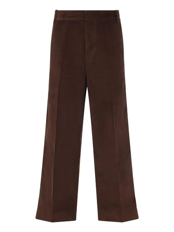 AMI Paris Baggy Corduroy Trousers In 100% Cotton - Brown