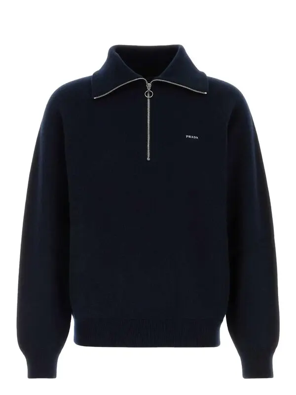 Prada Wool-cashmere Polo Shirt - Blue