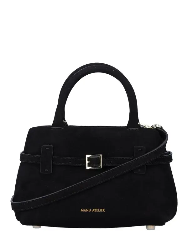Manu Atelier Structured Top Handle Bag With Buckle Detail - Nero
