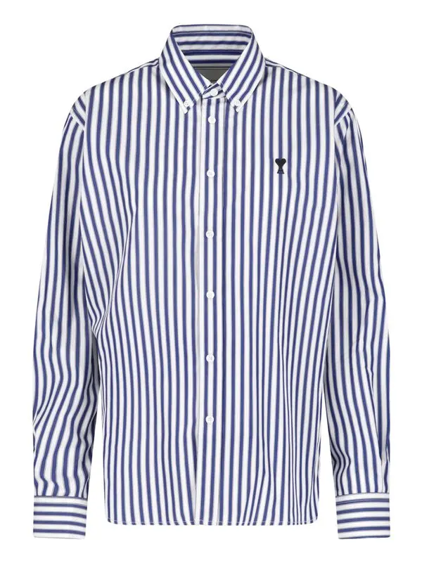 AMI Paris Striped Button-down Shirt - Blue