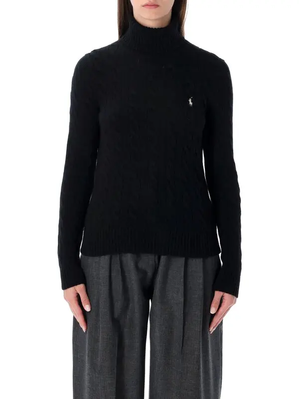 Polo Ralph Lauren Cable-knit Turtleneck Sweater In Wool-cashmere Blend - Nero