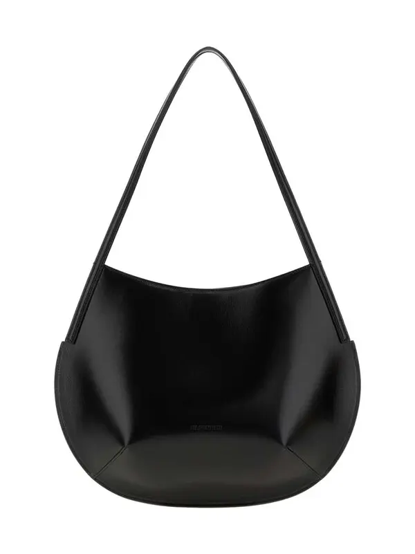 JIL SANDER Kante Leather Shoulder Bag - Black