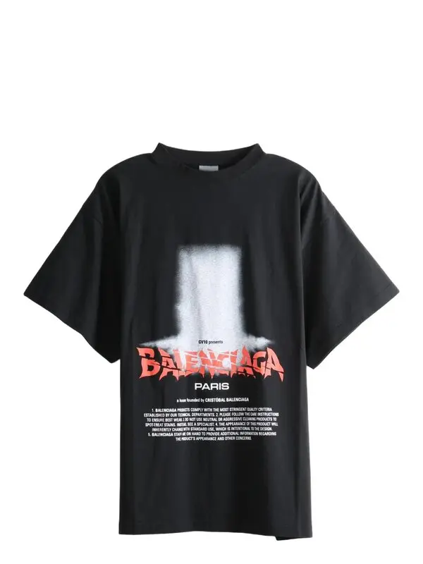 Balenciaga Oversized Graphic Cotton T-shirt - Black