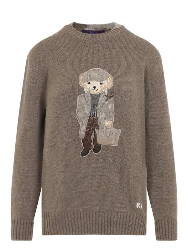 Ralph Lauren Cashmere Teddy Bear Appliqué Pullover - Nude & Neutrals
