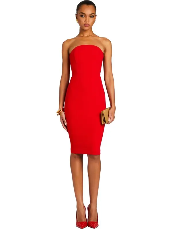 SANS FAFF Half Moon Midi Dress - Red