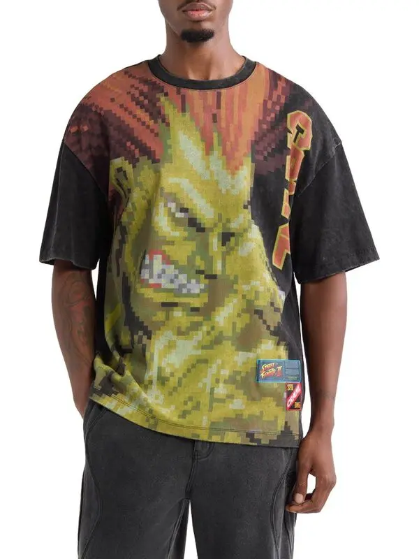 CRIMINAL DAMAGE X Street Fighter Ii Blanka T-shirt - Washed Black