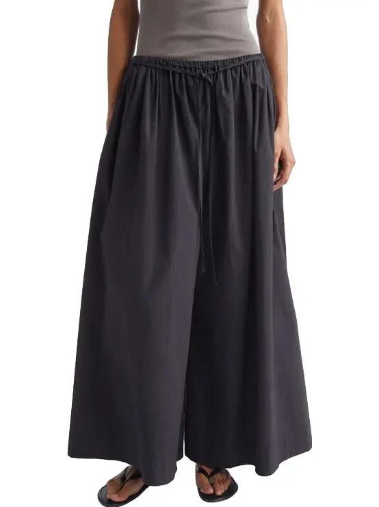 ST. AGNI Cotton Hybrid Wide Leg Pants - Black
