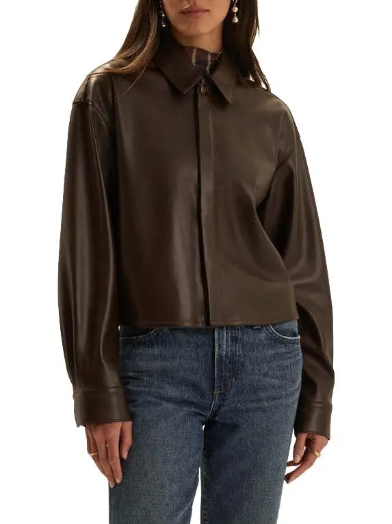 FAVORITE DAUGHTER Brady Faux Leather Jacket - Espresso