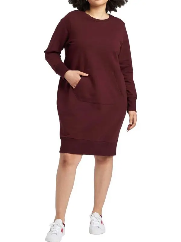 Universal Standard Bree Sweatshirt Dress - Black Cherry
