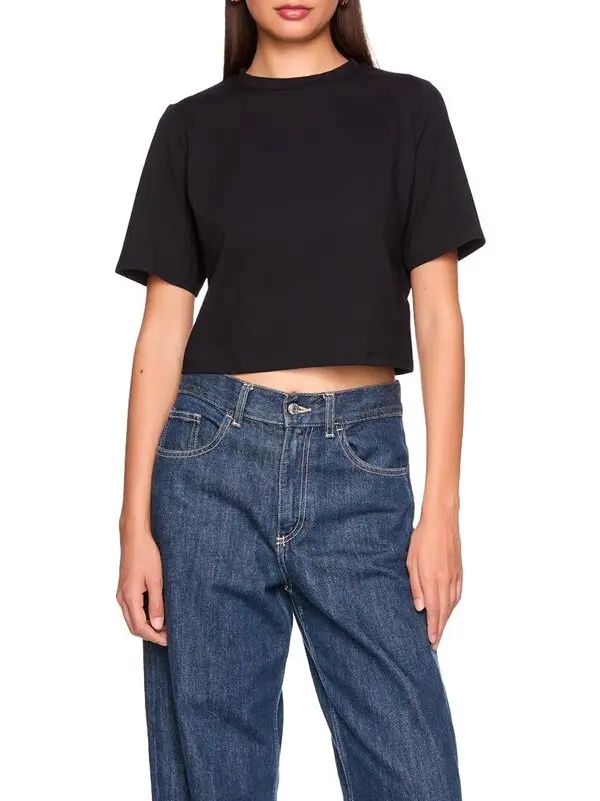 Susana Monaco Boxy Cropped T-shirt - Black