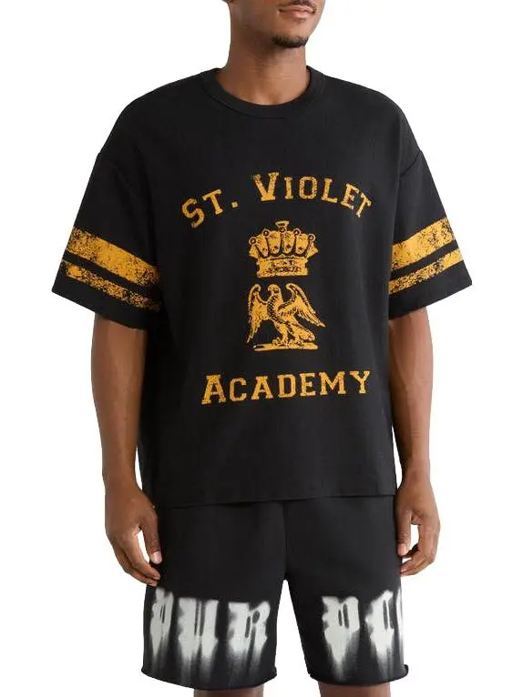 PURPLE BRAND St. Violet Stripes Textured T-shirt - Black