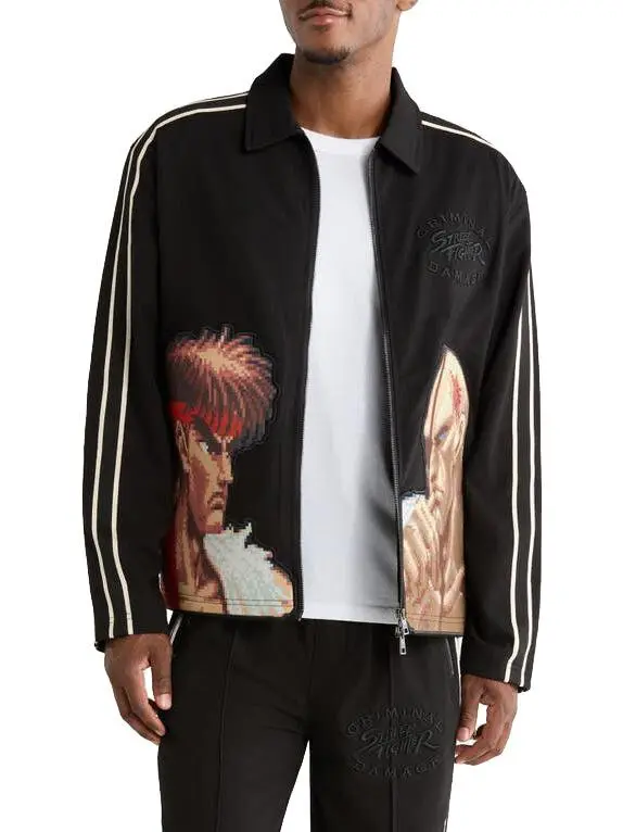CRIMINAL DAMAGE Versus Graphic Track Top - Black
