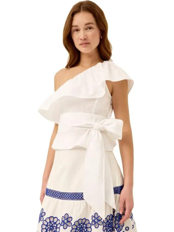 MARIE OLIVER Idah One-shoulder Ruffle Top - Optic