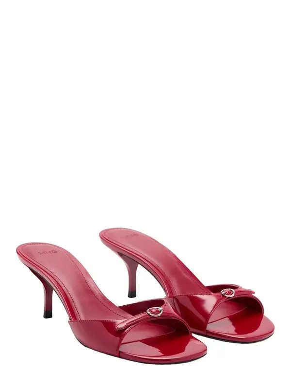 Mango Faux Leather Kitten Heel Sandal - Red