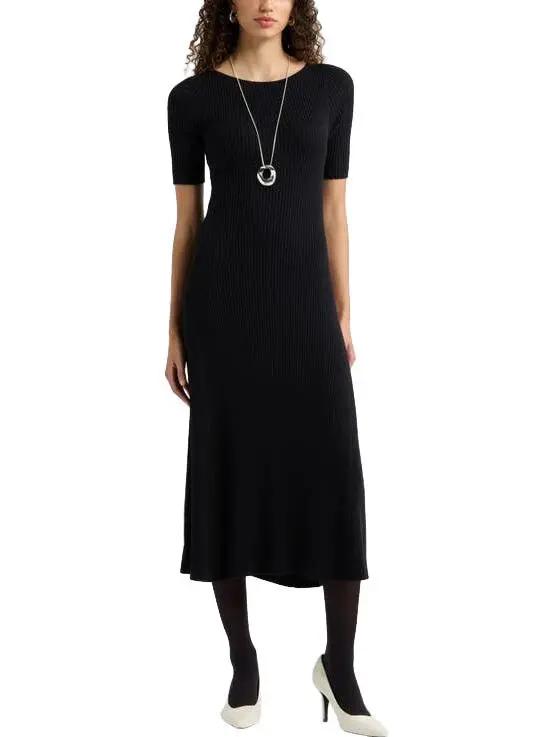 Nordstrom Rib Boat Neck Sweater Dress - Black