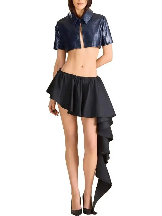 CONTESSA MILLS Todd Gathered Asymmetric Mini Skirt - Black