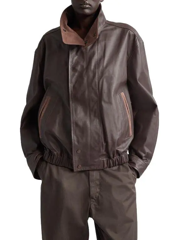 LEMAIRE Soft Paper Leather Jacket - Chocolate