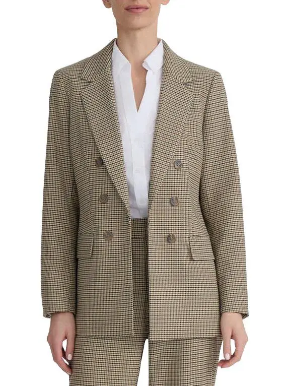 Jones New York Houndstooth Longline Blazer - Natural Camel Multi