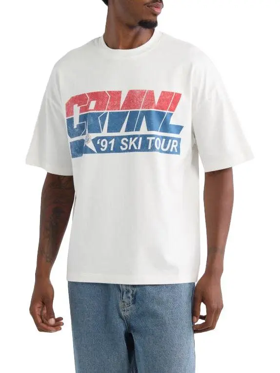 CRIMINAL DAMAGE Ski Tour Graphic T-shirt - White