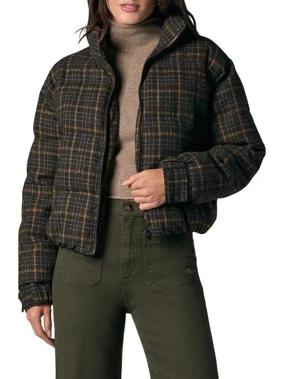 Joe's Jeans Bruna Plaid Wool Blend Puffer Jacket - Moss Multi Plaid