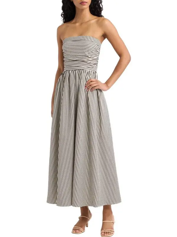 LAYERED WITH LOVE Seersucker Stripe Maxi Dress - Black/white