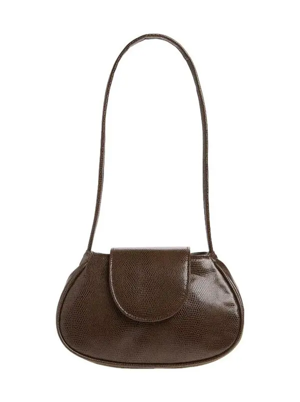 FOR THE AGES Ineva Faux Leather Lizard Embossed Baguette Bag - Brown