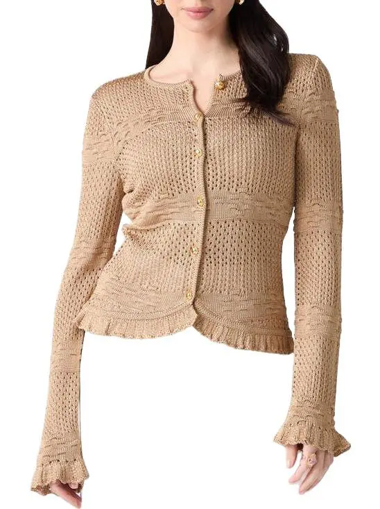 MARCIANO Marcie Cardigan With Goldtone Buttons - Beige