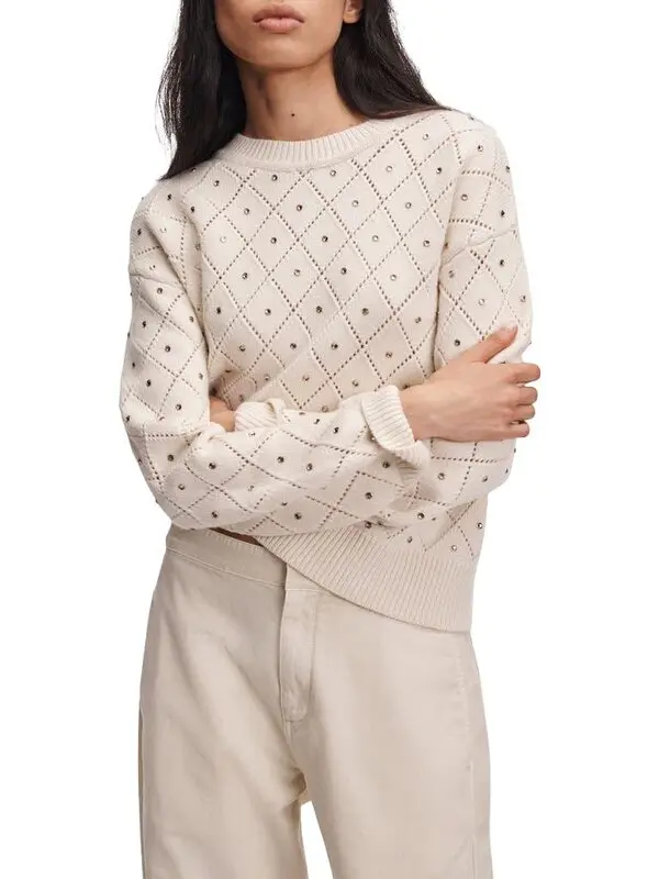 Rag & Bone Emma Embellished Wool Sweater - Ivory