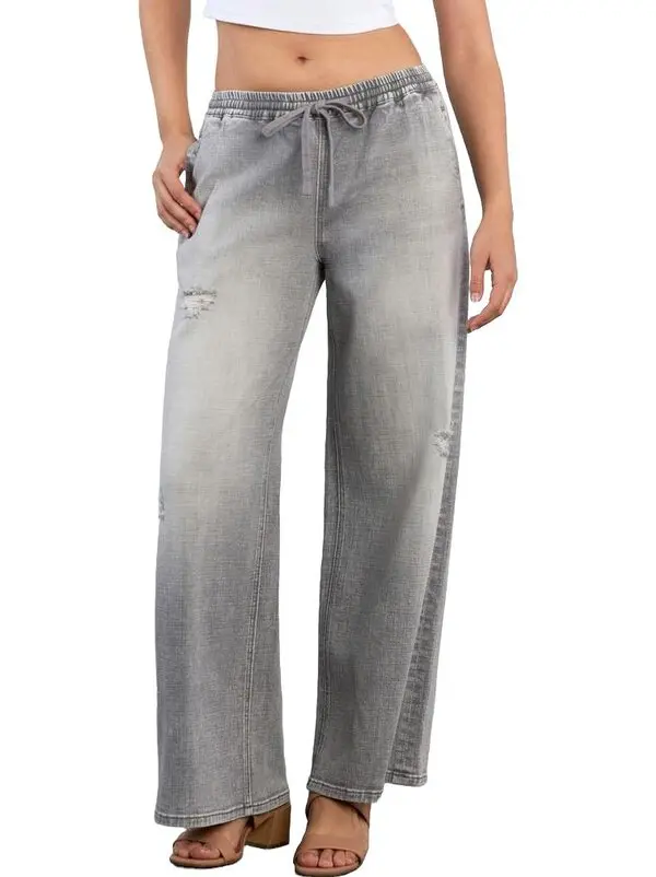 HINT OF BLU Knotty Drawstring Jeans - Grey Blue