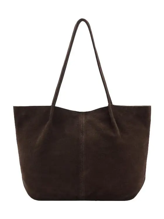 Mango Suede Shoulder Bag - Chocolate