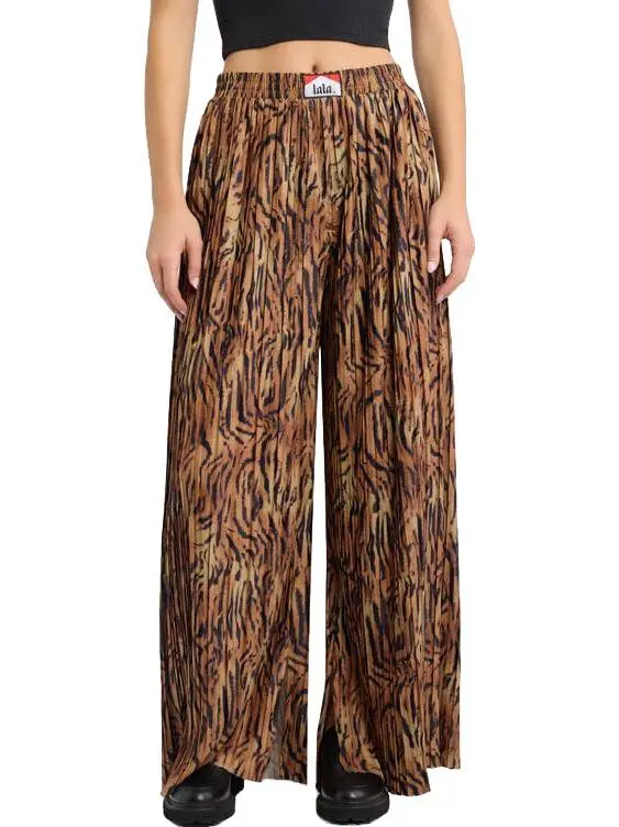 DRESSED IN LALA Pleated Wide Leg Pants - Tiger