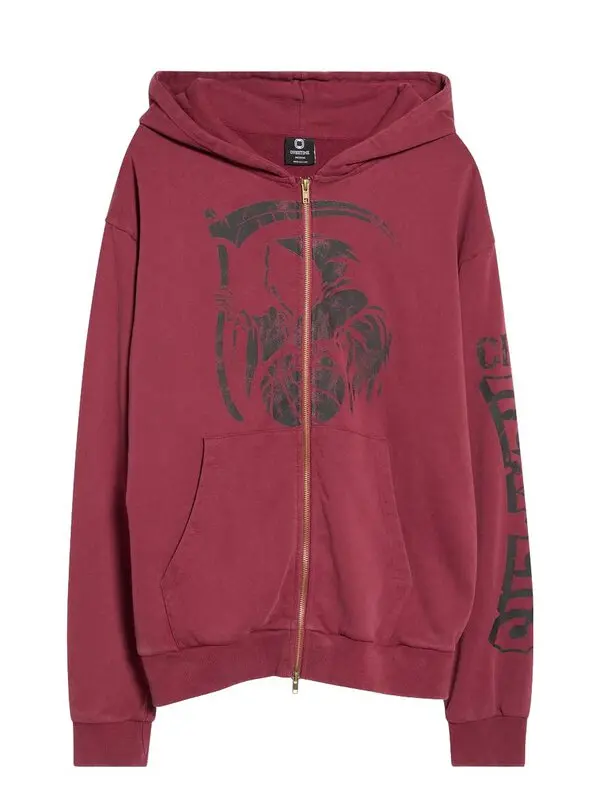 OVERTIME Graphic Zip Hoodie - Red