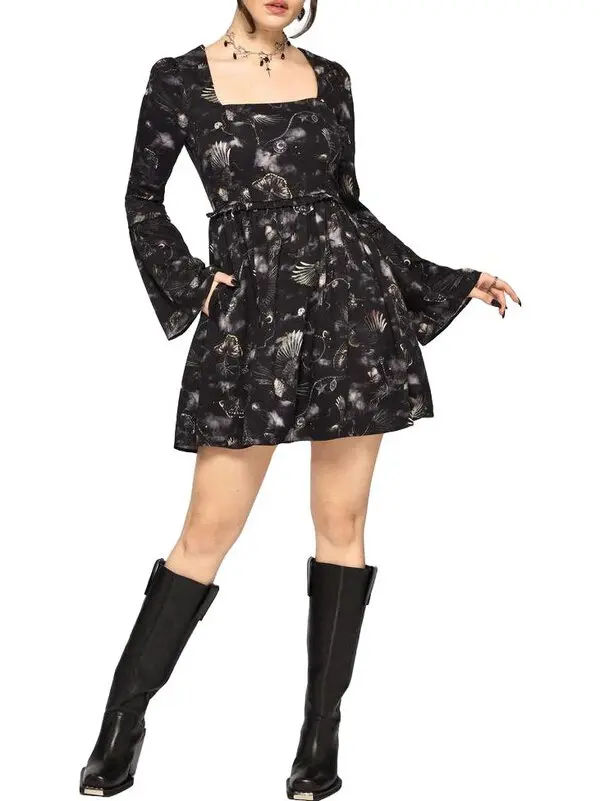DISTURBIA Crimson Magpie Mini Ruffle Dress - Black