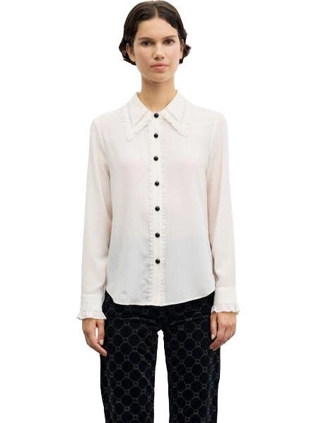 Gerard Darel Loren Silk Crepe Blouse - Natural