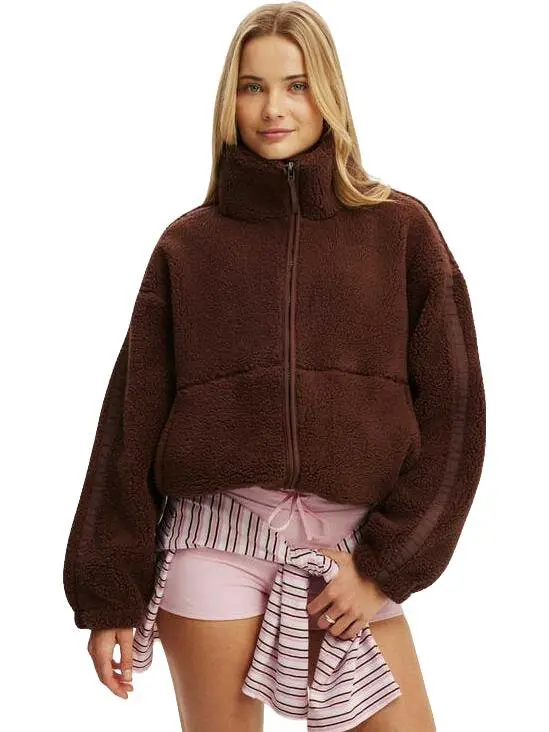Cotton:on Active Trail Soft Fleece Jacket - Chestnut