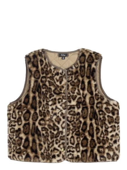 Echo Animal Print Faux Fur Vest - Chai