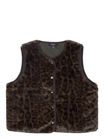 Echo Animal Print Faux Fur Vest - Deep Olive