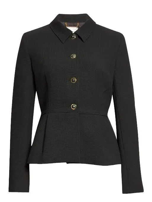 St. John Palais Stretch Suiting Peplum Jacket - Black