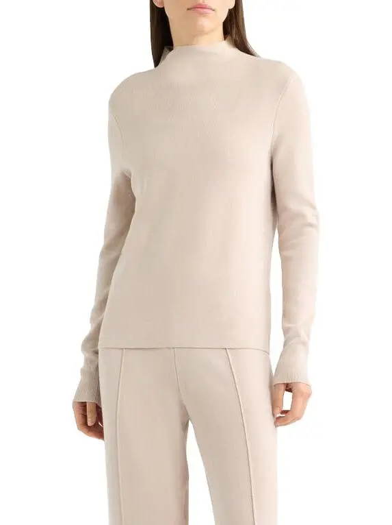 TAHARI ASL Mock Neck Long Sleeve Sweater - Ivory