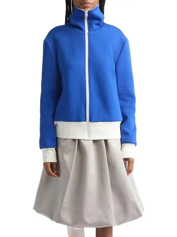 LII Reversible High Neck Jersey Jacket - White/blue