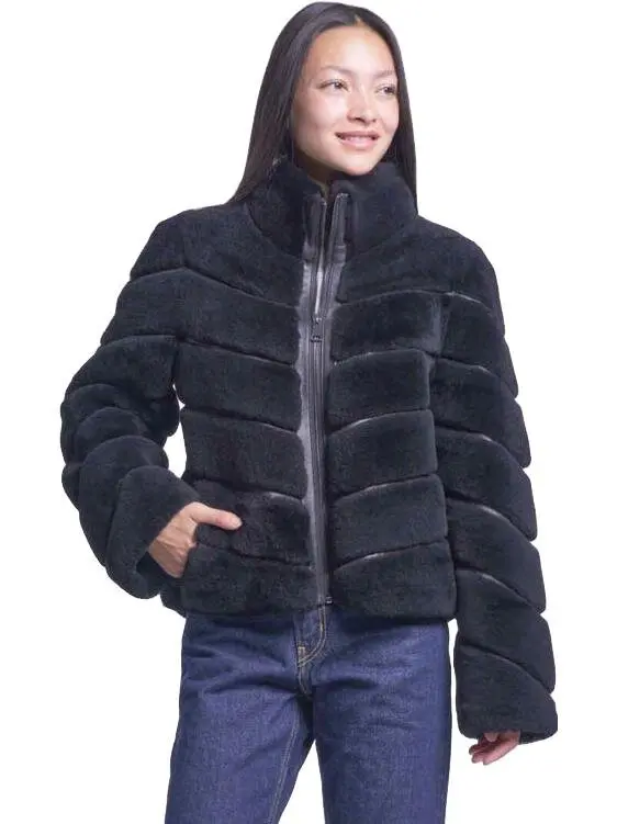 BLUE DUCK Diagonal Shearling Jacket - Black