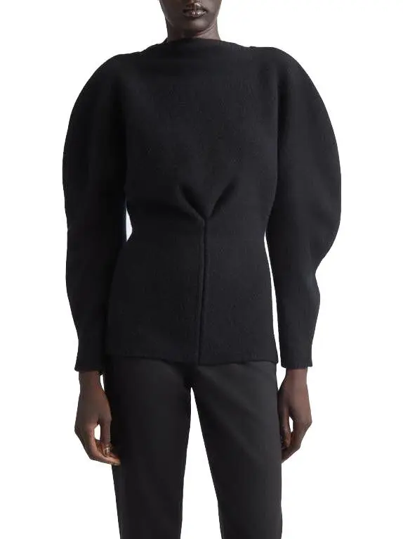 Carolina Herrera Puff Sleeve Wool & Cashmere Sweater - Black