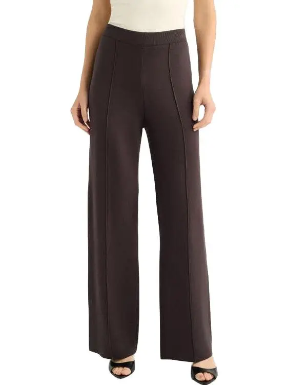 TAHARI ASL Wide Leg Sweater Knit Pants - Espresso
