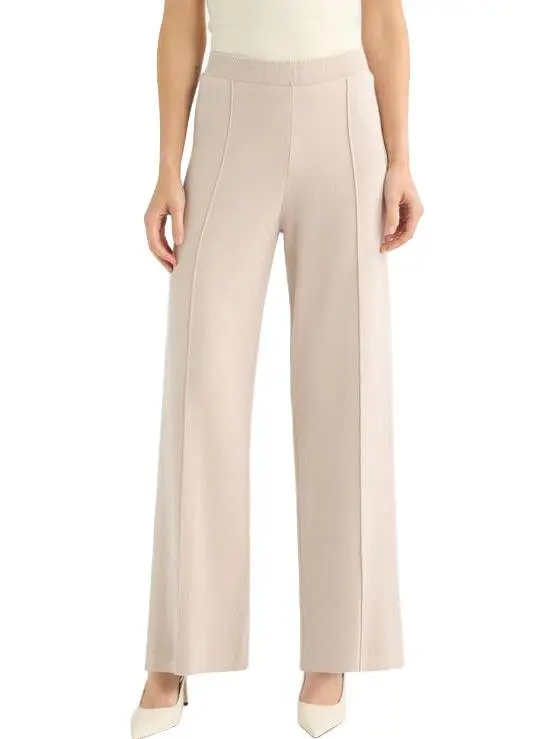 TAHARI ASL Wide Leg Sweater Knit Pants - Ivory