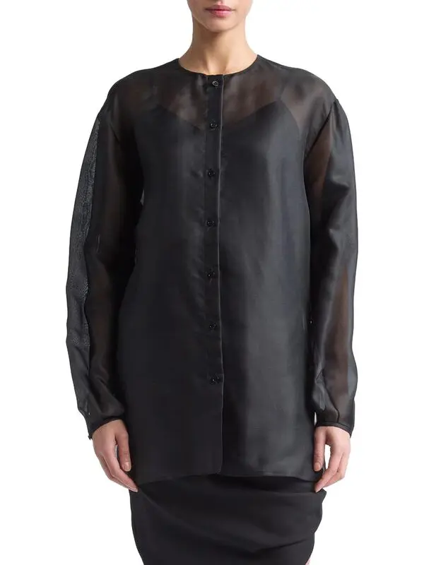 Carolina Herrera Silk Long Sleeve Shirt - Black